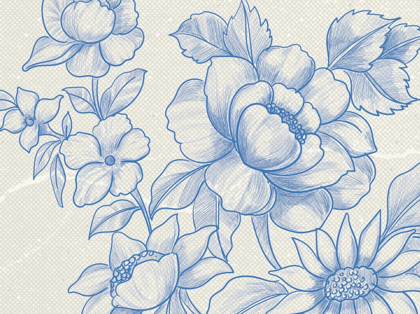 Fotótapéta Virágok és levelek rajzolása : w08366 - Tapeko.hu